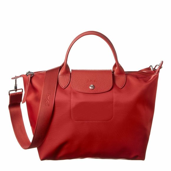 Longchamp | Bags | Longchamp Red Le Pliage Neo Medium Nylon Shoulder ...